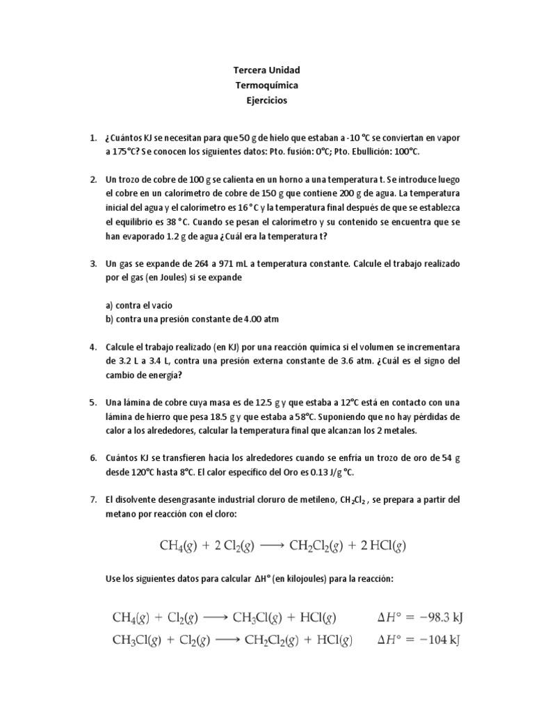 Ejercicios Termoquímica | PDF