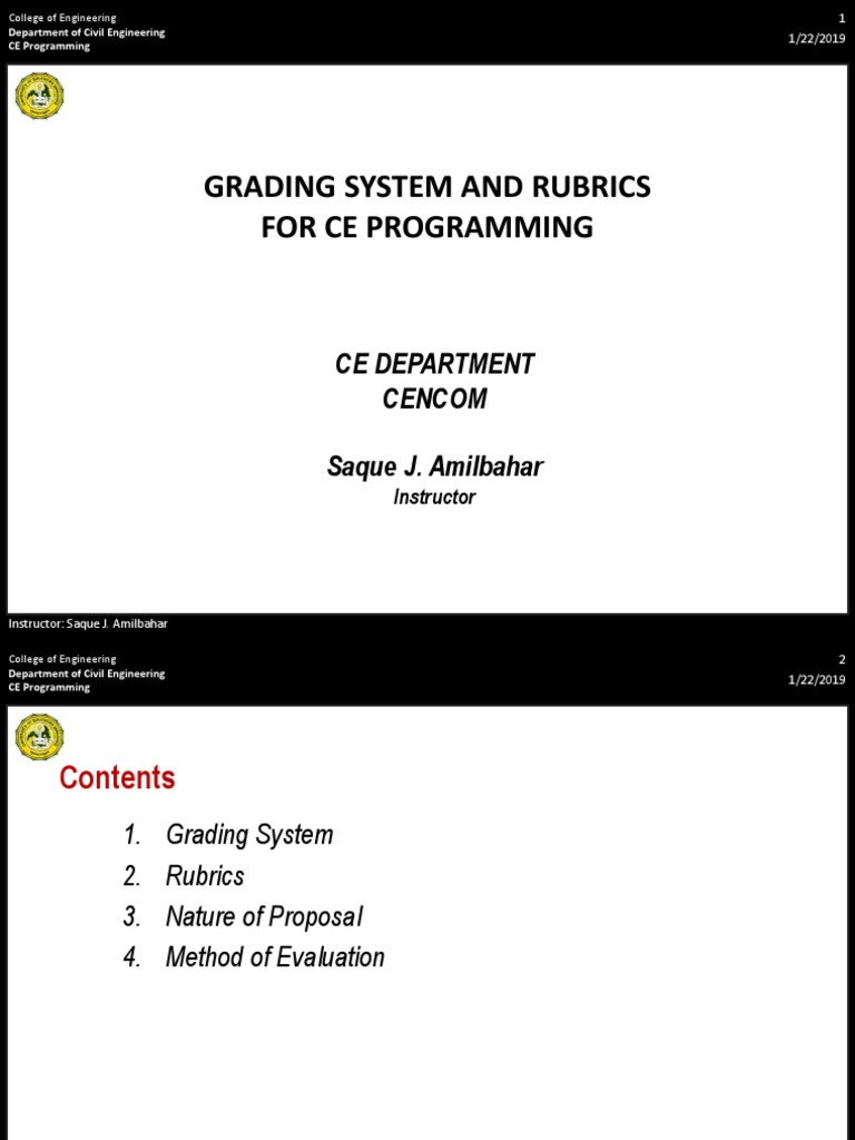Grading System and Rubrics For Ce Programming | PDF | Areas Of Computer Science | Computing