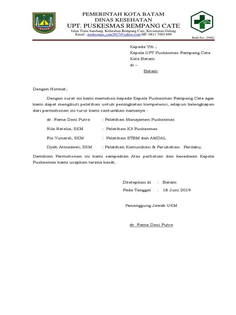 Surat Pengajuan Pelatihan | PDF