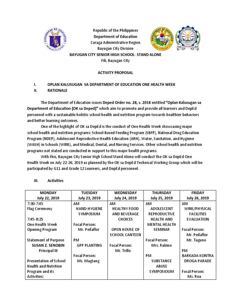 Activity Proposal | PDF | Public Health | Health Sciences