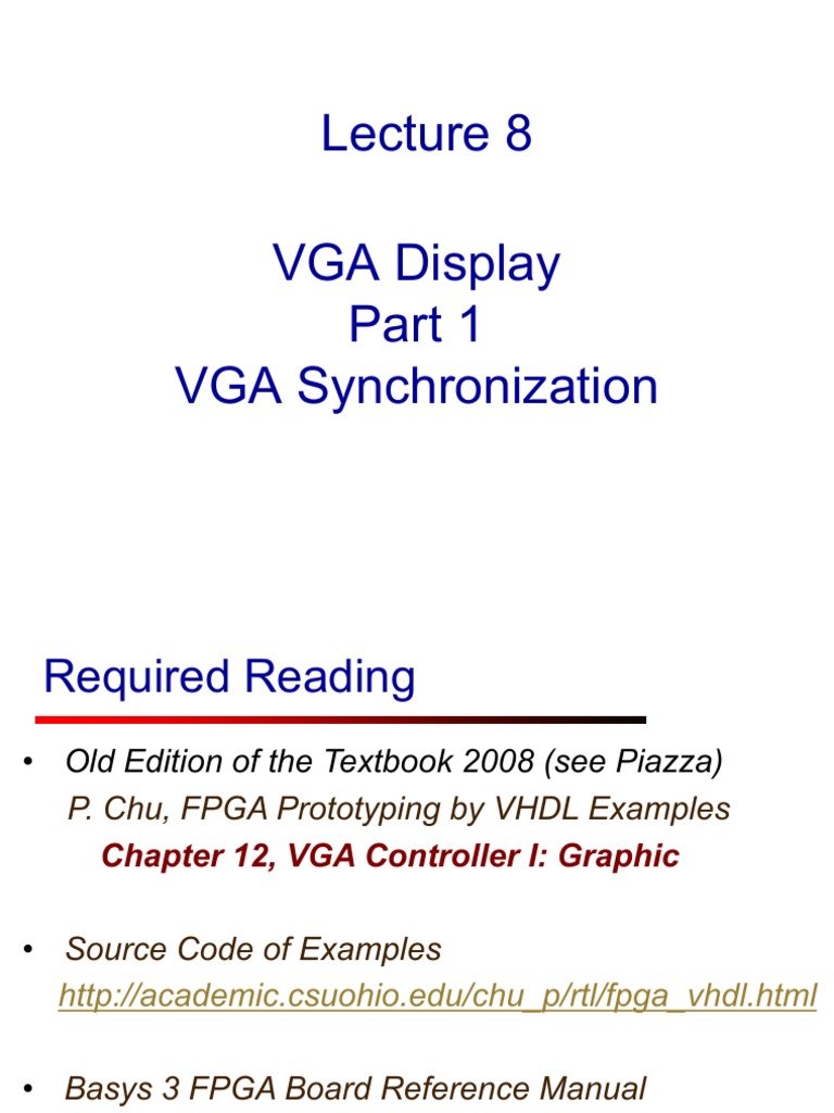 Vga Display VHDL | PDF | Computer Monitor | Video