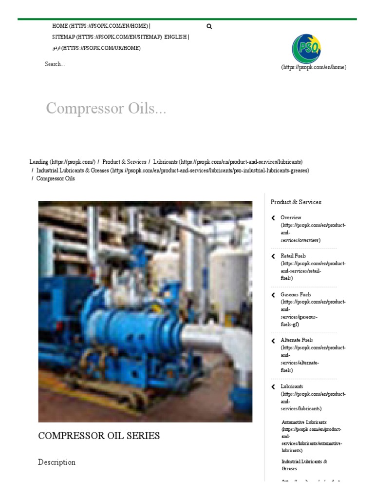 COMPRESSOR OIL Series - Pakistan State Oil | PDF | Lubricant | Carbon