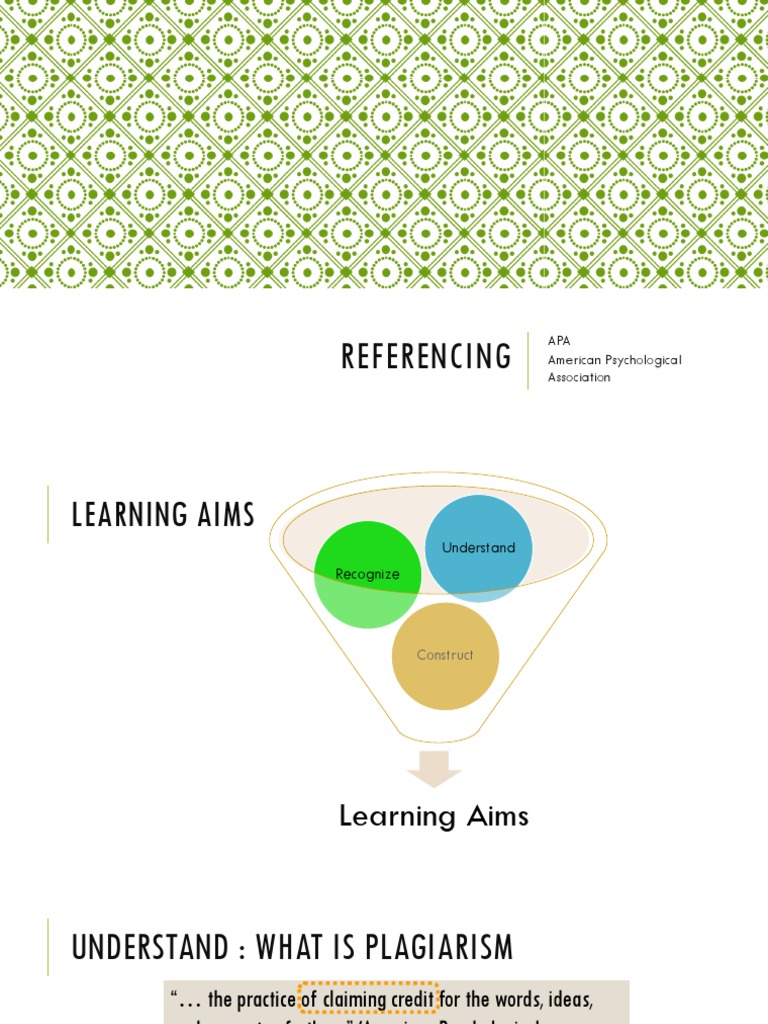 Referencing: APA American Psychological Association | PDF | Plagiarism ...