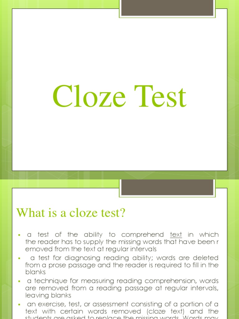 Cloze Test | PDF | Applied Psychology | Cognition