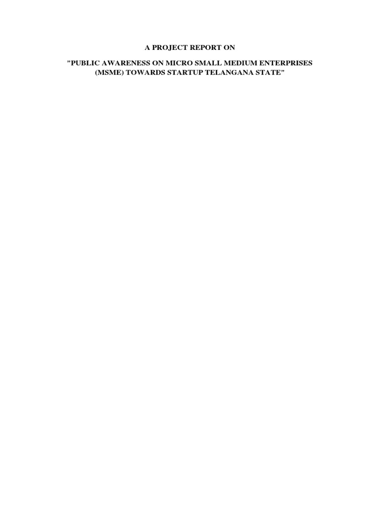 A Project Report On "Public Awareness On Micro Small Medium Enterprises ...