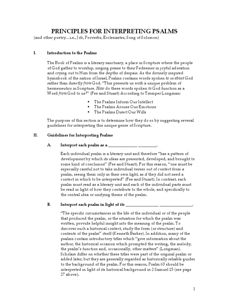 Lesson 11-Interpreting Psalms - Poetry | PDF | Psalms | Wisdom