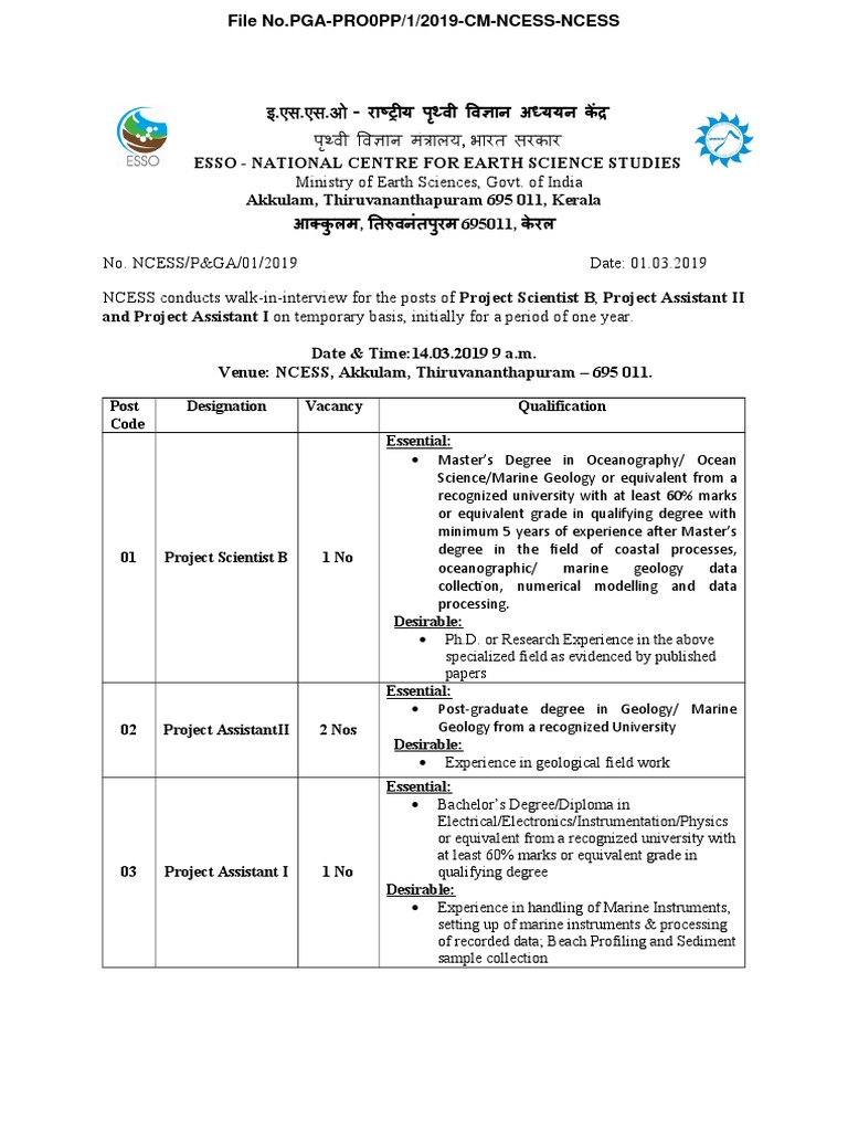 Post Code Designation Vacancy Qualification Essential | PDF | Academic ...