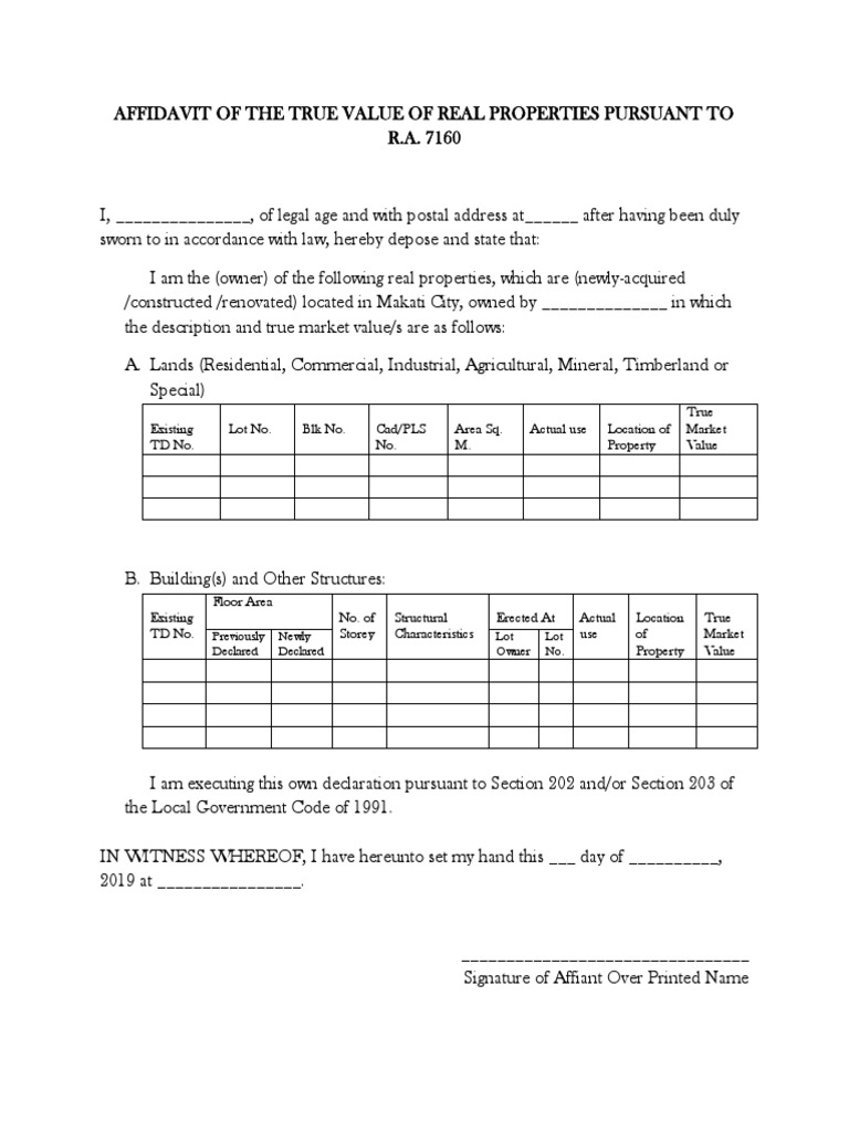 Affidavit Market Value | PDF