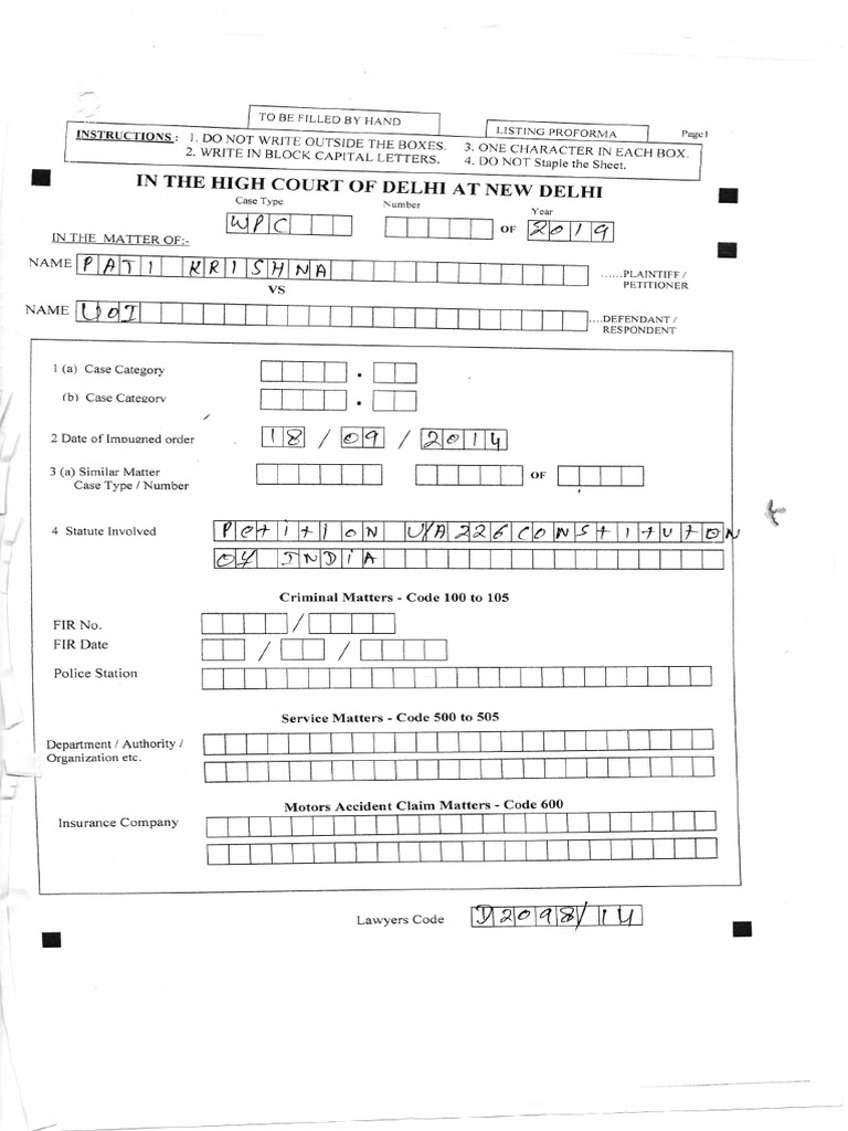 High Court WP02072019151625 | PDF | Writ | Supreme Courts