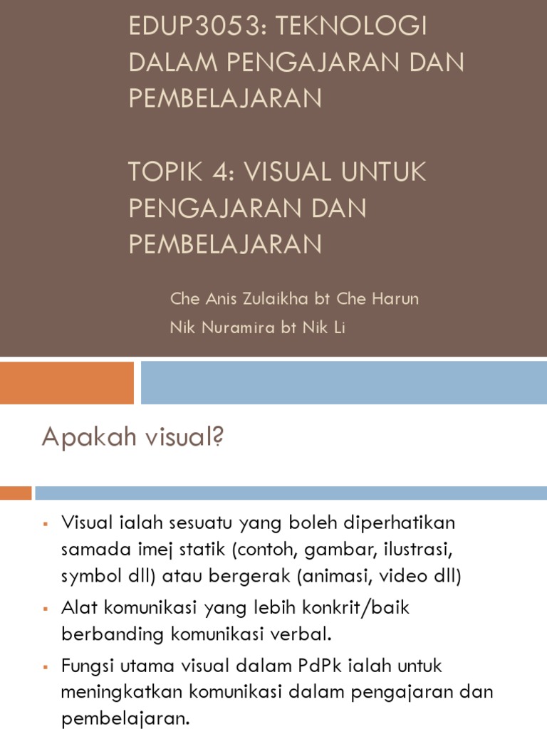 Visual Untuk Pengajaran Dan Pembelajaran..EDUP3053 | PDF