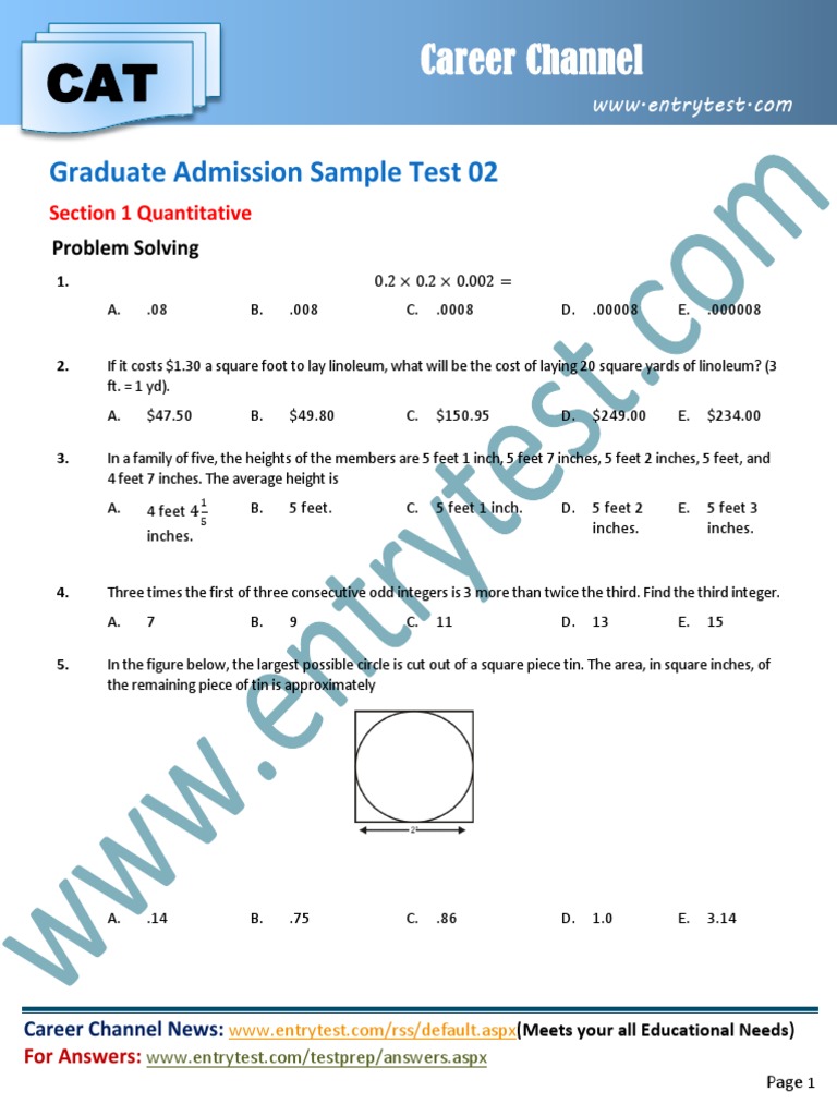Graduate Admission Quantitative Test | PDF | Colorado River | Desert