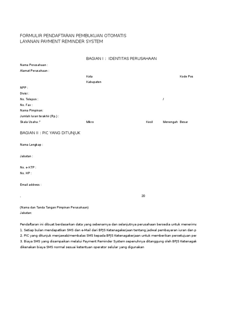 Form Registrasi PRS | PDF