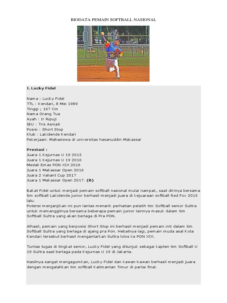 Biodata Pemain Softball Nasional | PDF