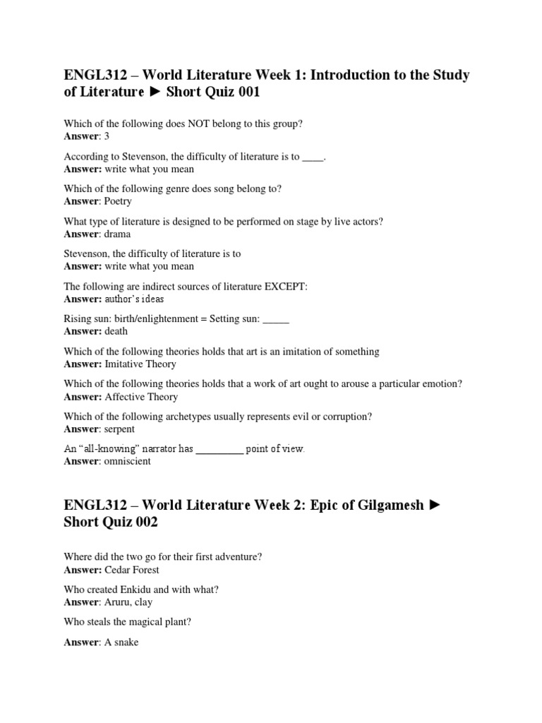 World Lit 1 | PDF | Epic Of Gilgamesh | Haiku