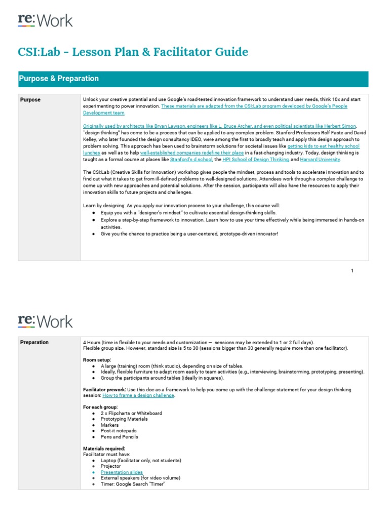 CSI:Lab - Lesson Plan & Facilitator Guide: Purpose & Preparation | PDF ...