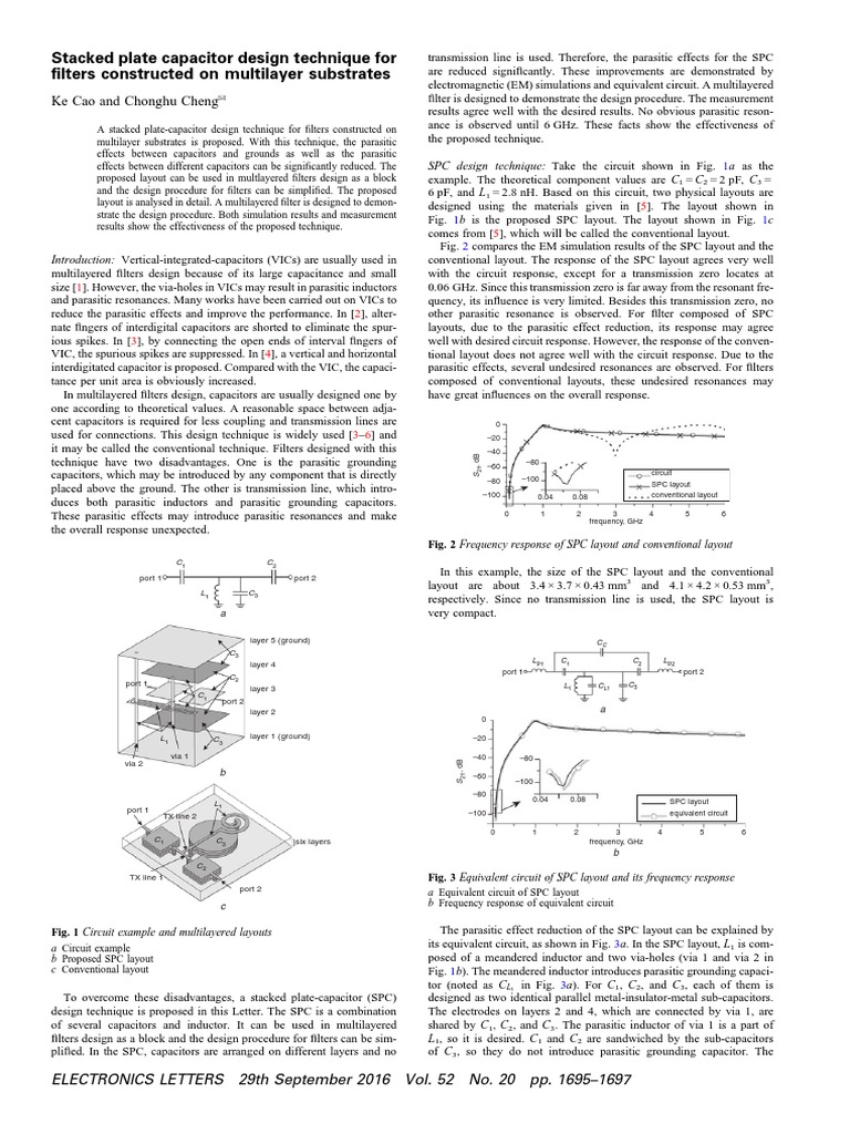 Stacked Plate Capacitor Design Technique For Filters Constructed On ...