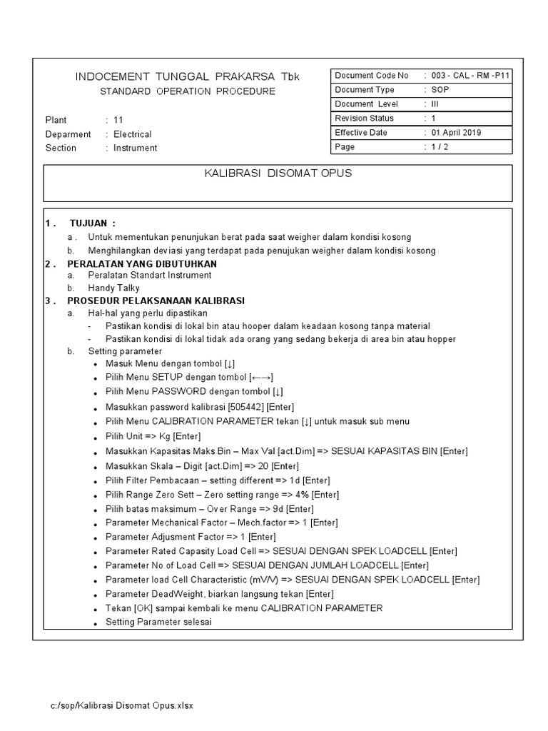 Kalibrasi Disomat Opus | PDF | Teknologi & Rekayasa