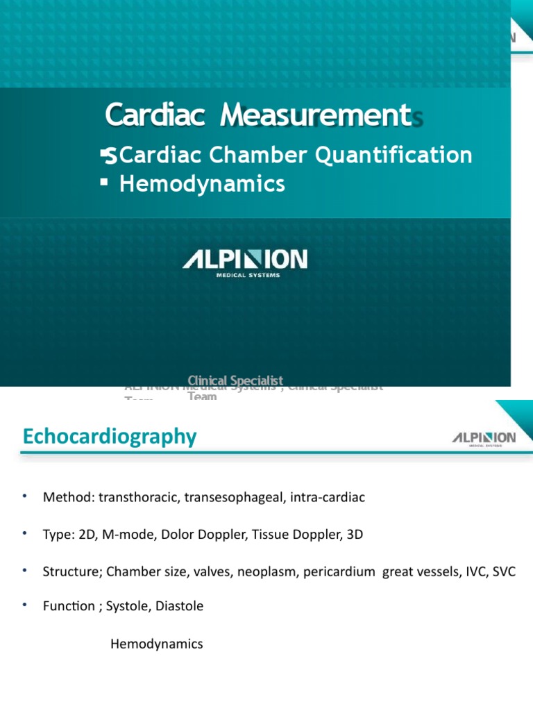 Cardiac Measurement S: Cardiac Chamber Quantification Hemodynamics ...