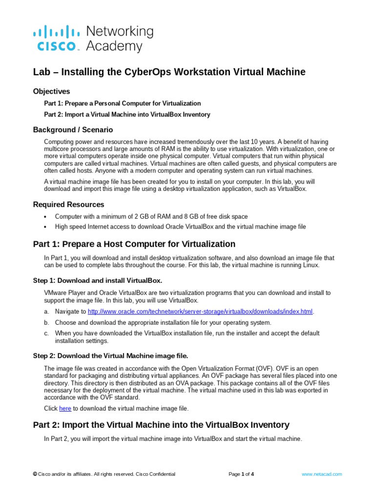 1.1.1.4 Lab - Installing The CyberOps Workstation Virtual Machine | PDF ...