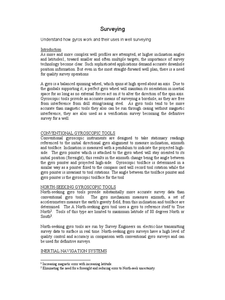 How Gyros Work in Well Surveying | PDF | Gyroscope | Inertial ...