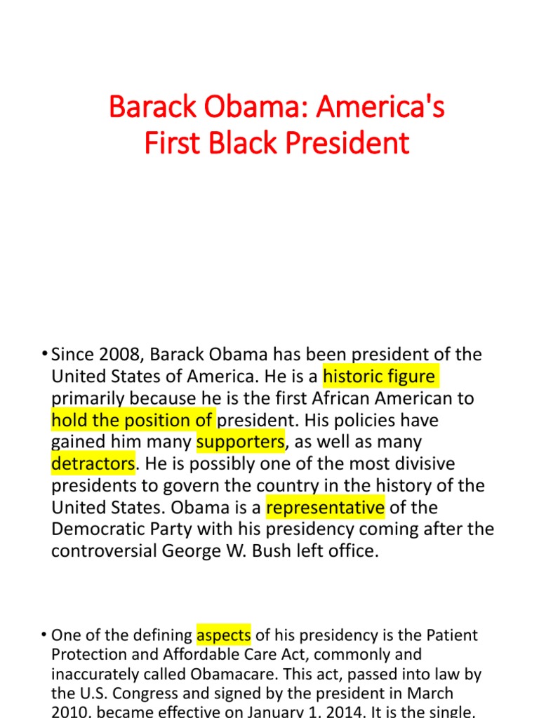 Barack Obama: America's First Black President | PDF | Politics