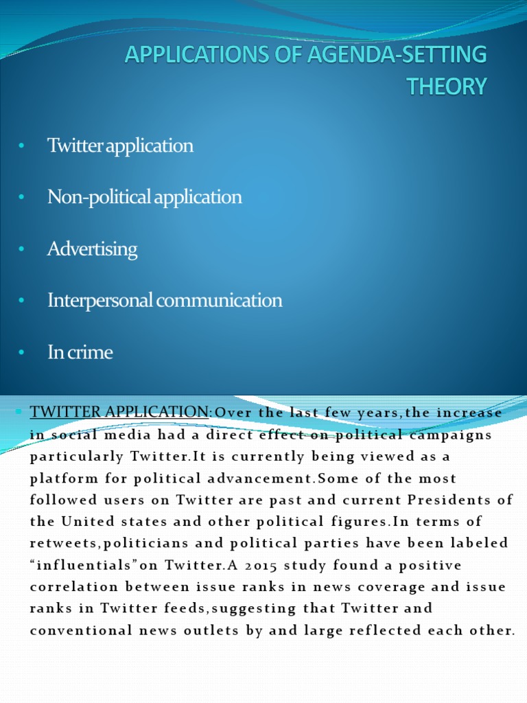 Applications of Agenda-Setting Theory | PDF | Public Sphere | Mass Media