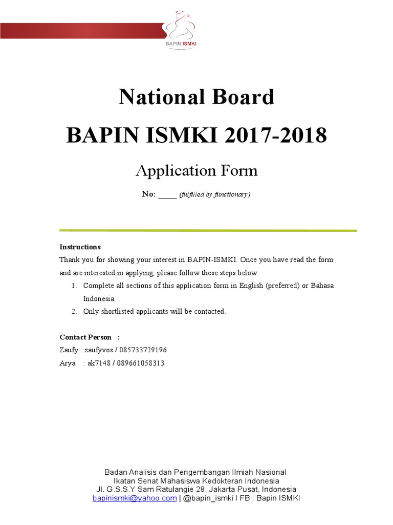 BAPIN ISMKI Application Form 2017-2018 | PDF | Communication | Cognition