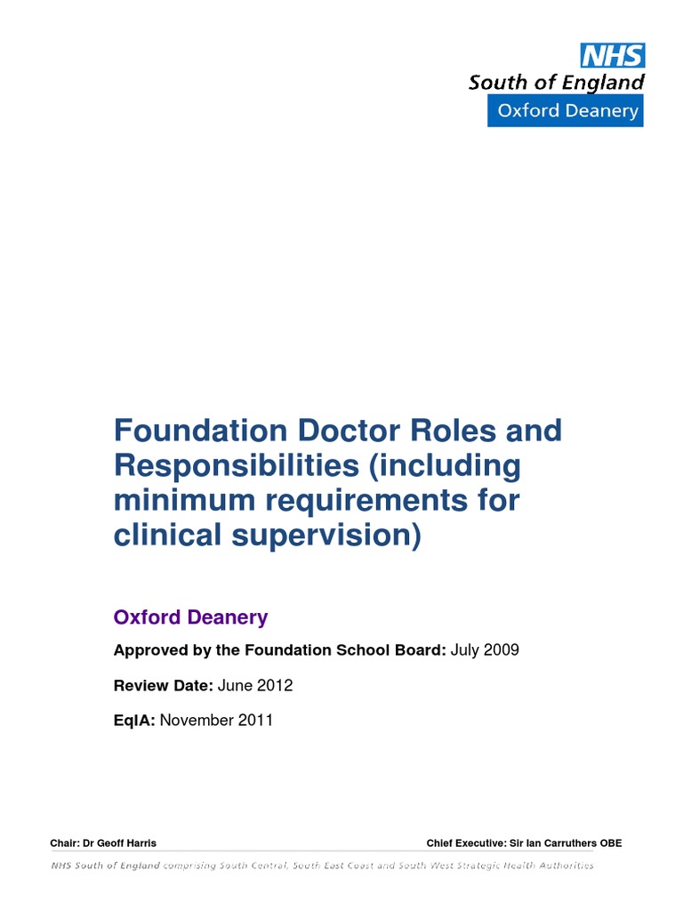 Foundation Doctor Roles & Supervision Guidelines | PDF | Physician ...