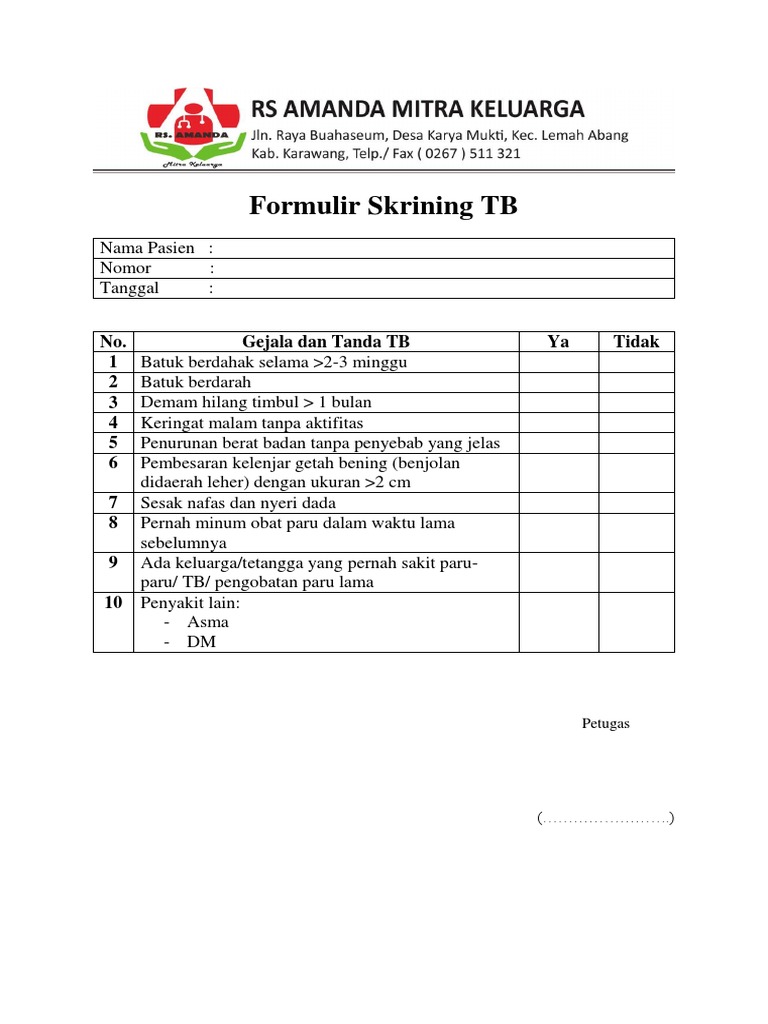 Formulir Skrining TB | PDF