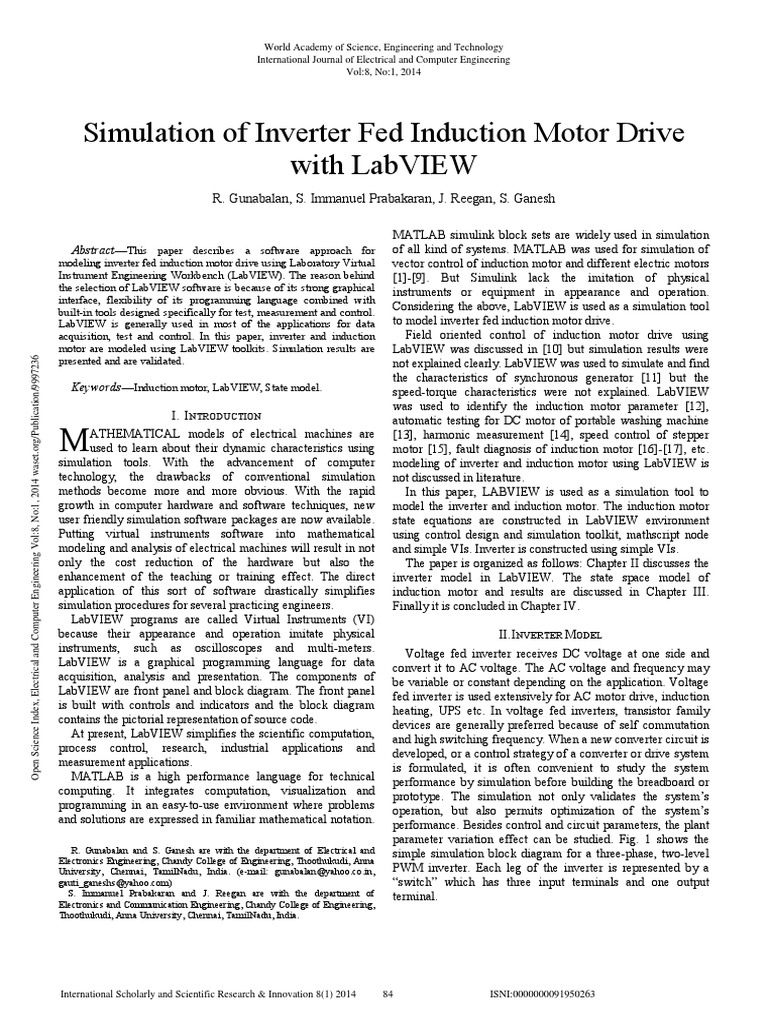 Simulation of Inverter Fed Induction Motor Drive With Labview | PDF ...