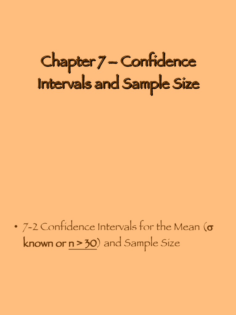 Chapter 7 Confidence Intervals and Sample Size 1211425705575095 9 | PDF ...