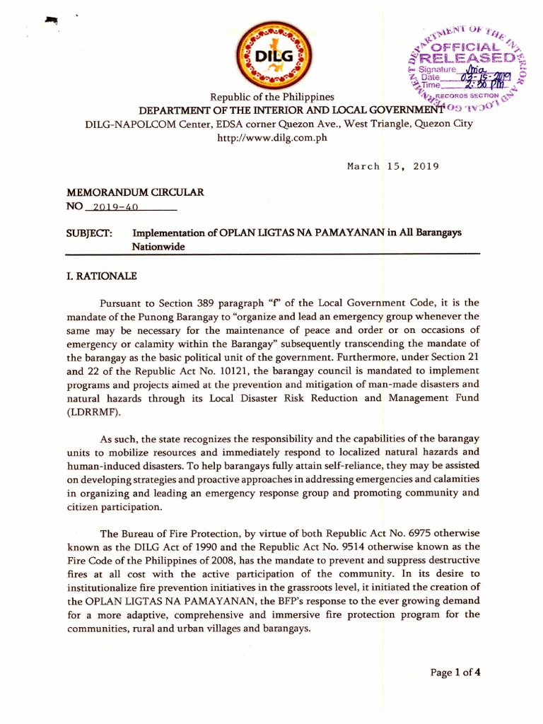 Oplan Ligtas Na Pamayanan | PDF