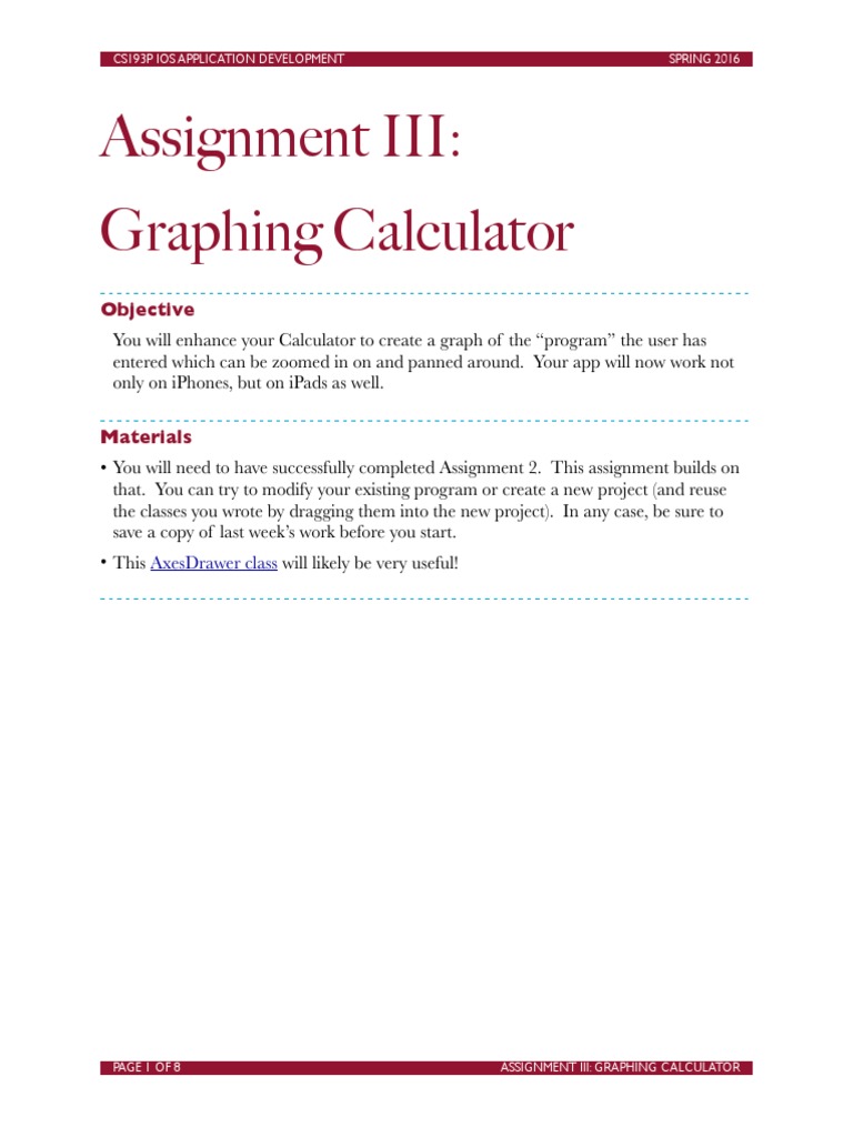 Programming Project 3 Graphic Calculator | PDF | Ios | Model–View–Controller