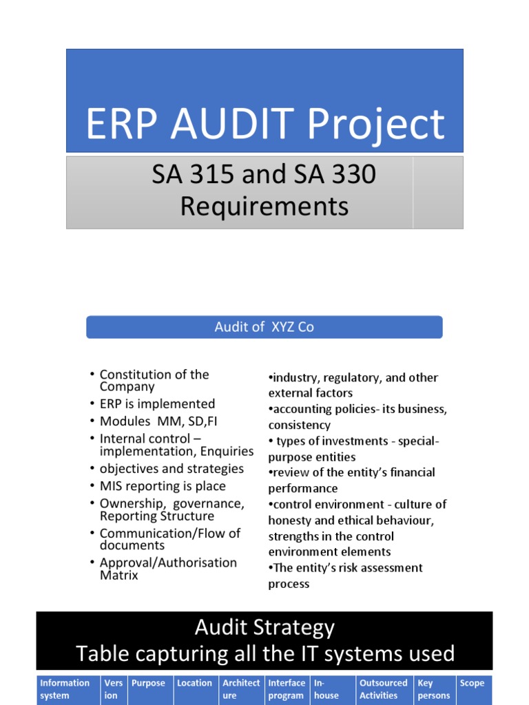 ERP AUDIT Project: SA 315 and SA 330 Requirements | PDF