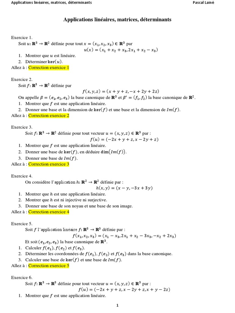 Bases canoniques et applications linéaires | PDF | Base (algèbre ...