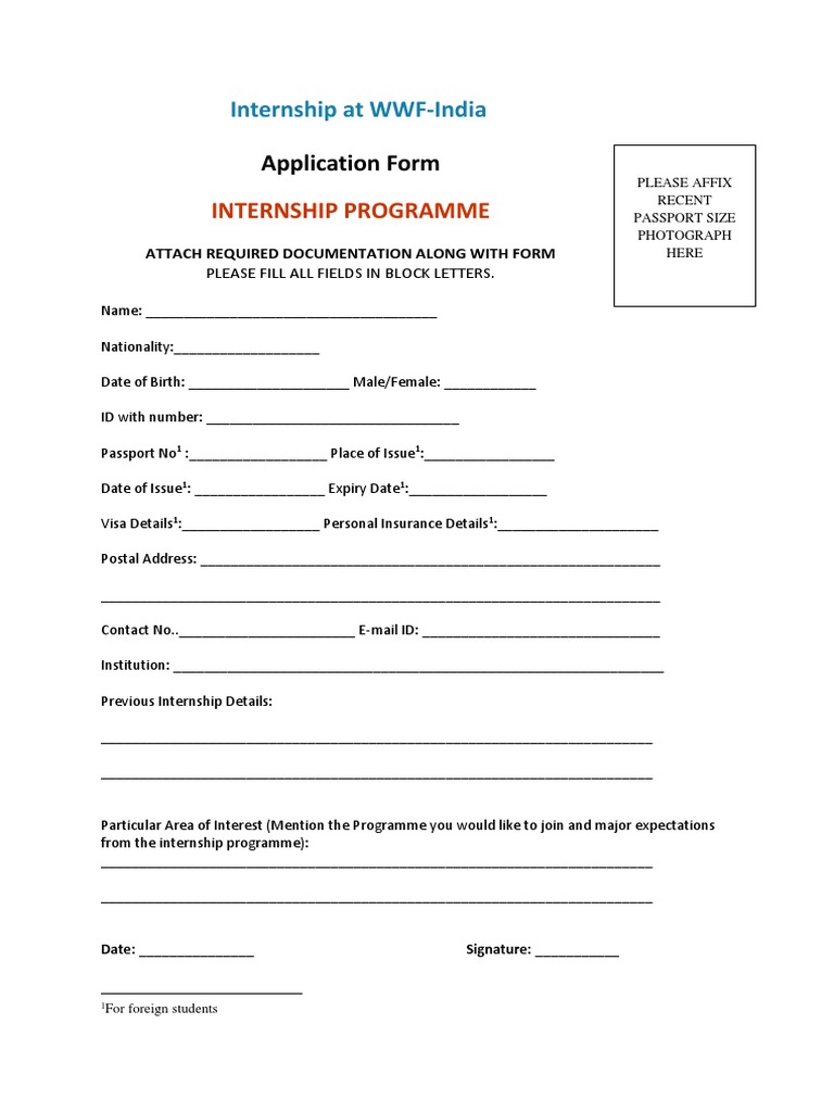 Internship Application Form 1 | PDF