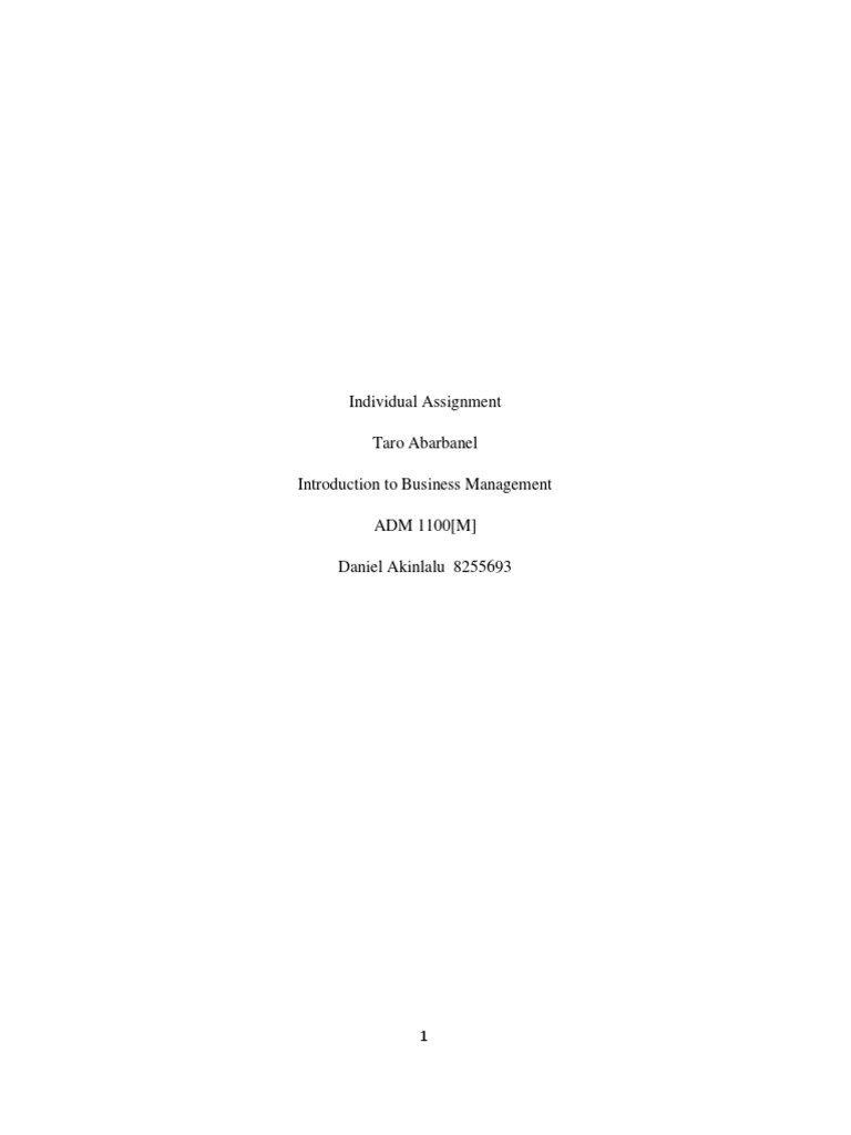 Introduction To Business Management Individual Assignment | PDF ...