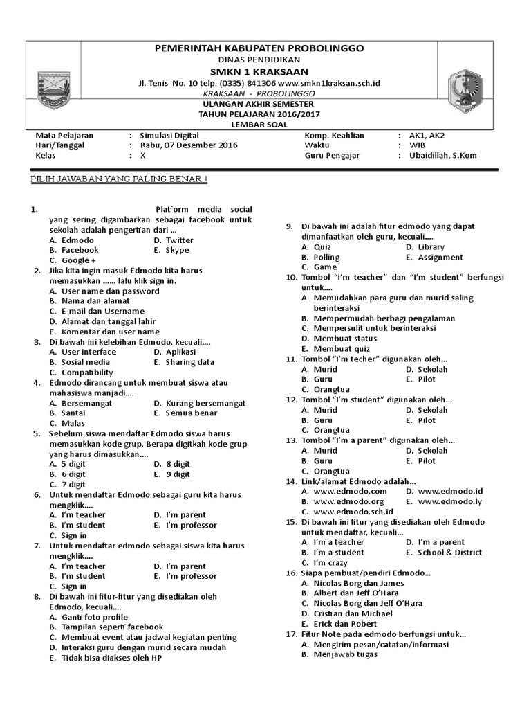 Soal Uas Simdig Finish | PDF