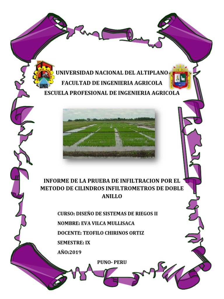 Informe de La Prueba de Infiltracion Por El Metodo de Cilindros ...