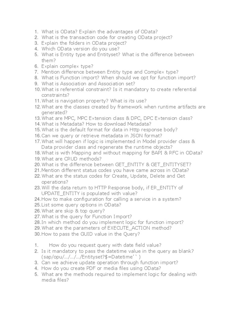 OData Interview Questions | PDF | Hypertext Transfer Protocol | Digital Technology