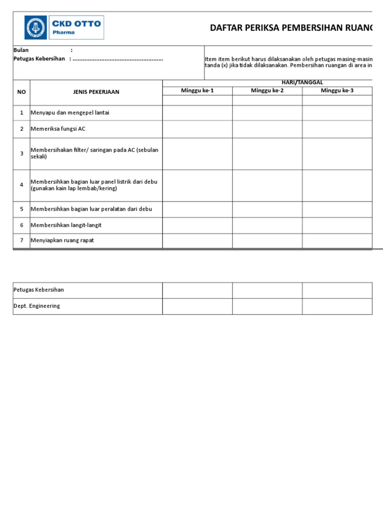 Checklist Pembersihan | PDF