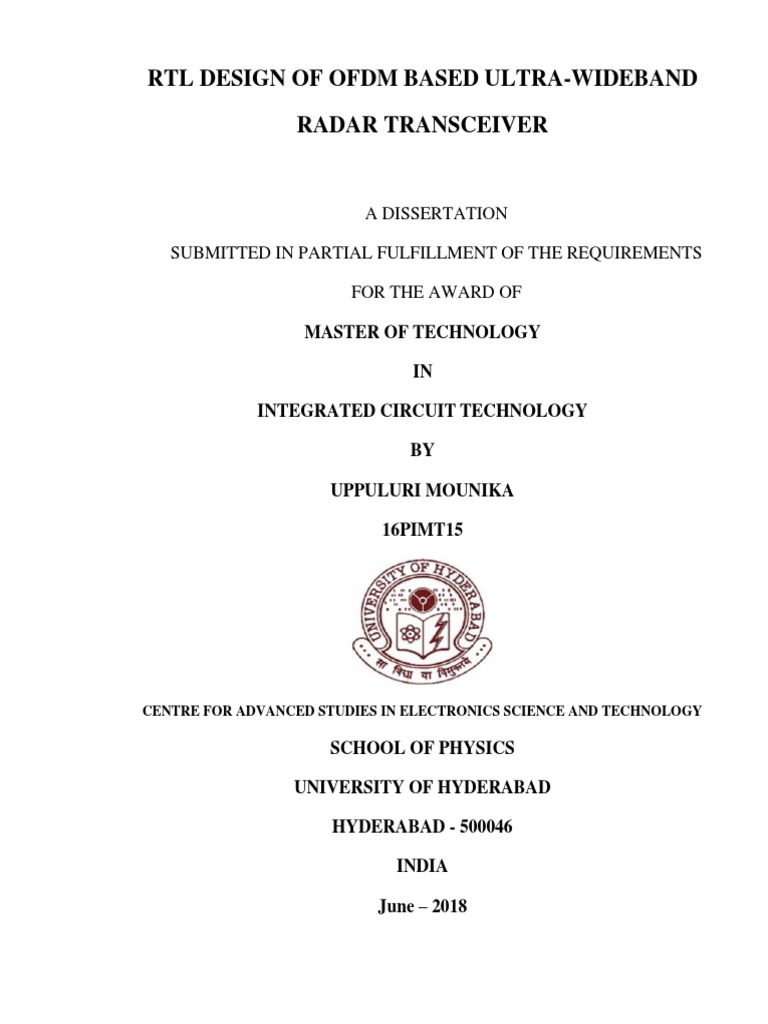 RTL Design of OFDM Based Ultra-Wide Band Radar Transceiver - Thesis ...