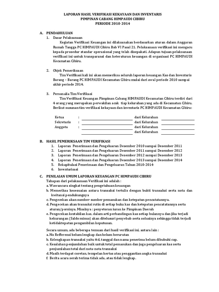 Contoh Laporan Hasil Verifikasi - AnayaewaMclaughlin
