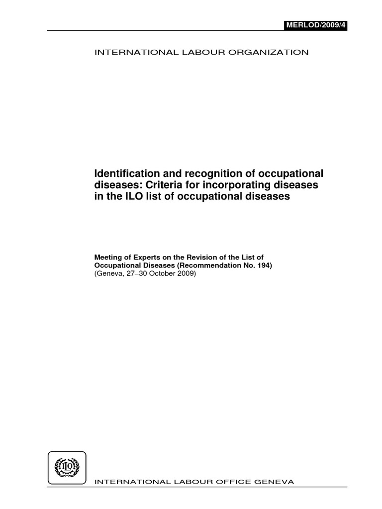 Identification and Recognition of Occupational Diseases: Criteria For ...