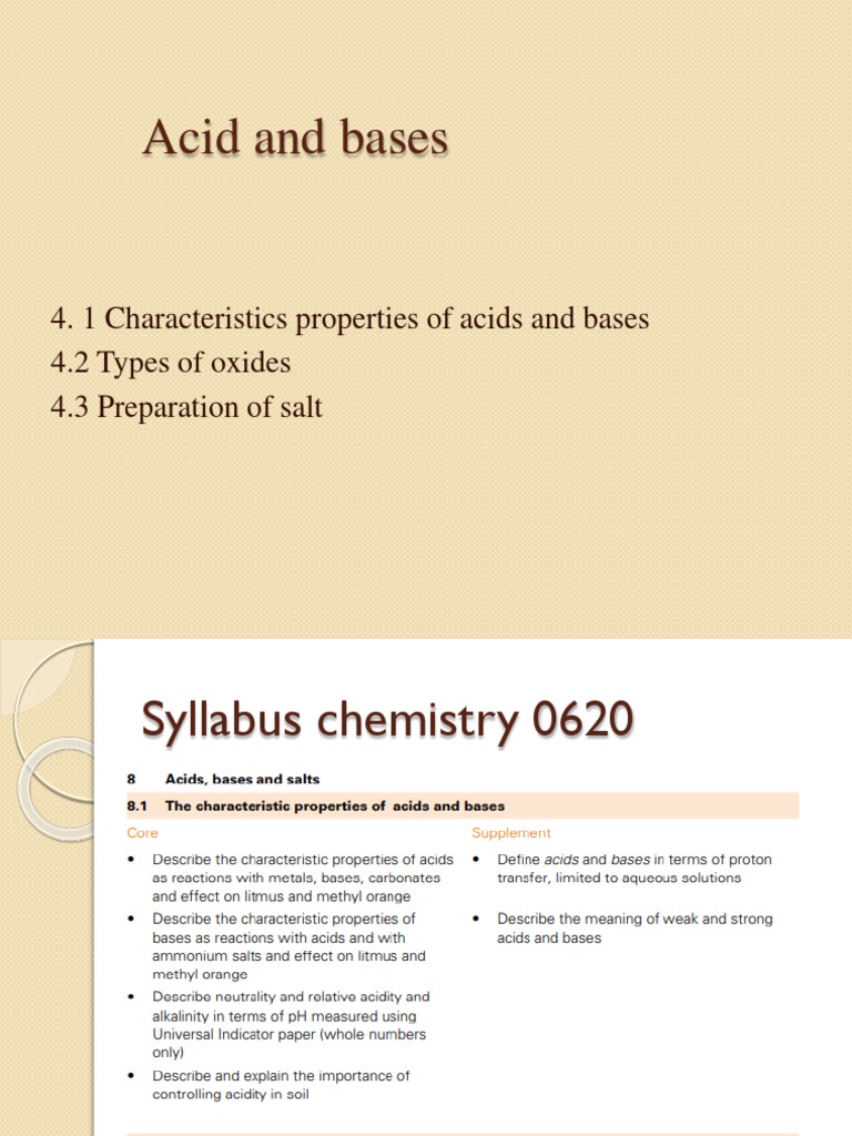 Acid and Bases | PDF | Hydroxide | Oxide
