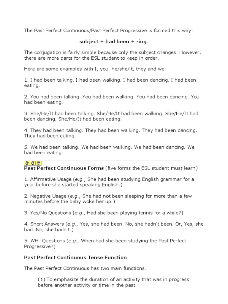 Subject + Had Been + - Ing | PDF | Perfect (Grammar) | Grammatical Tense