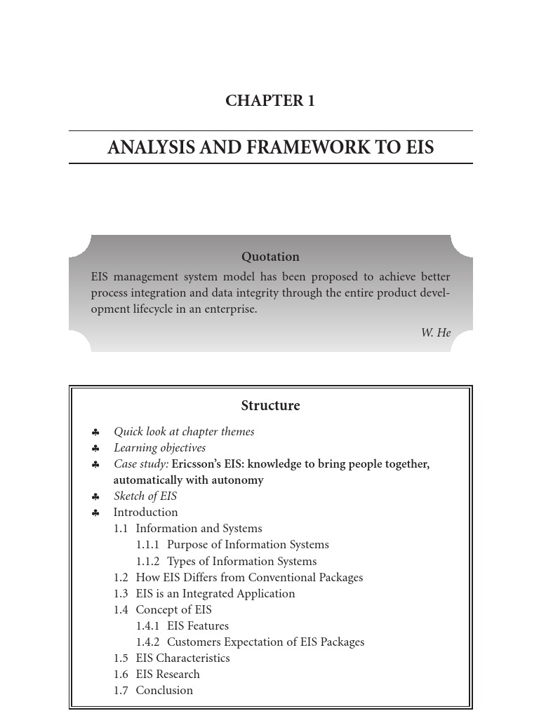 Chapter 1 Analysis and Framework To Eis | PDF
