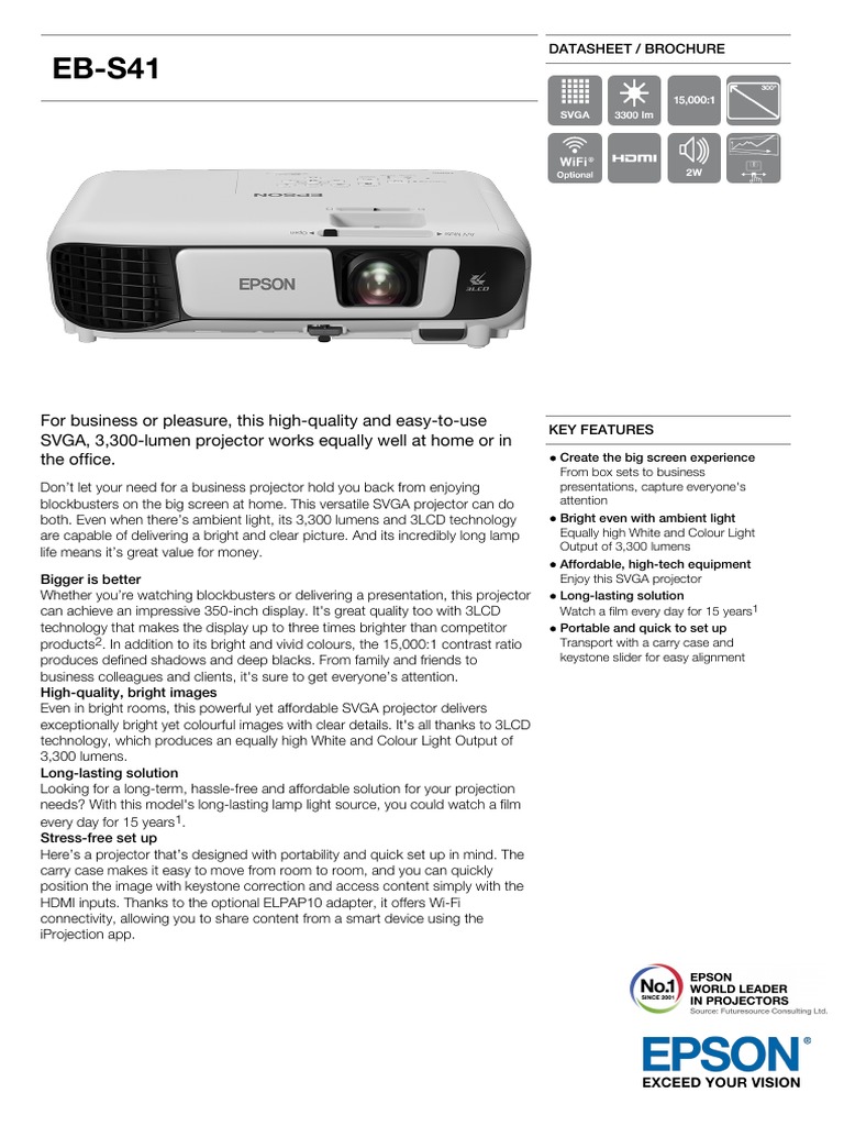 EB S41 Datasheet | PDF | Hdmi | Digital Camera