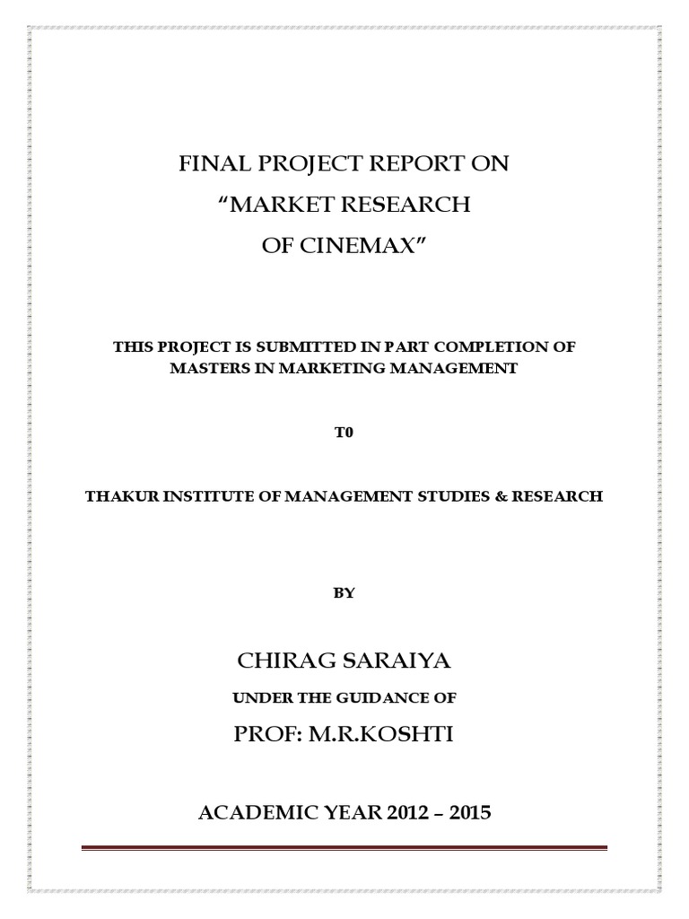 Mba Project Report | PDF | Movie Theater | Ticket (Admission)