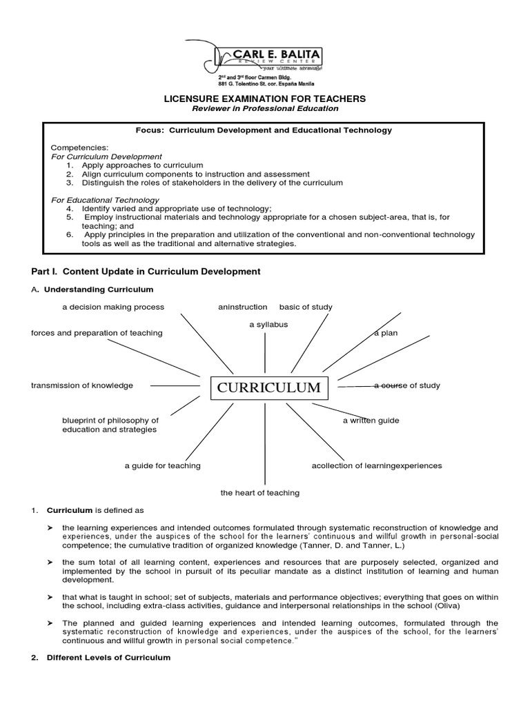 Curriculum Development With Ed Technology Hand Outs PDF | PDF ...